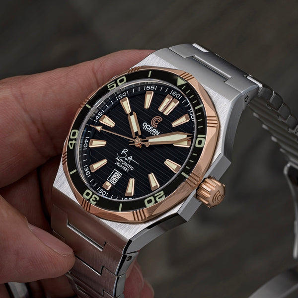 Bolt - Black - Solid 18K Red Gold Bezel – Ocean Crawler Watch Co.