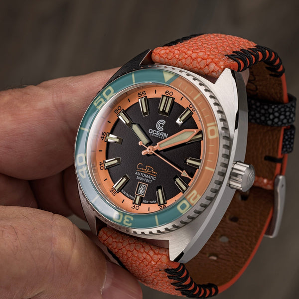 Core Diver 2024 - Aqua/Salmon - Sample - New – Ocean Crawler Watch Co.