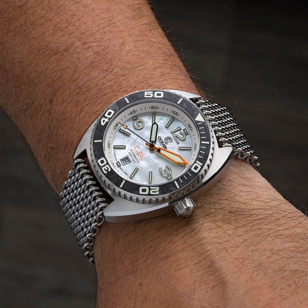 Core Diver - White Mother of Pearl - Carbon Fiber Bezel - 2 Straps Inc ...