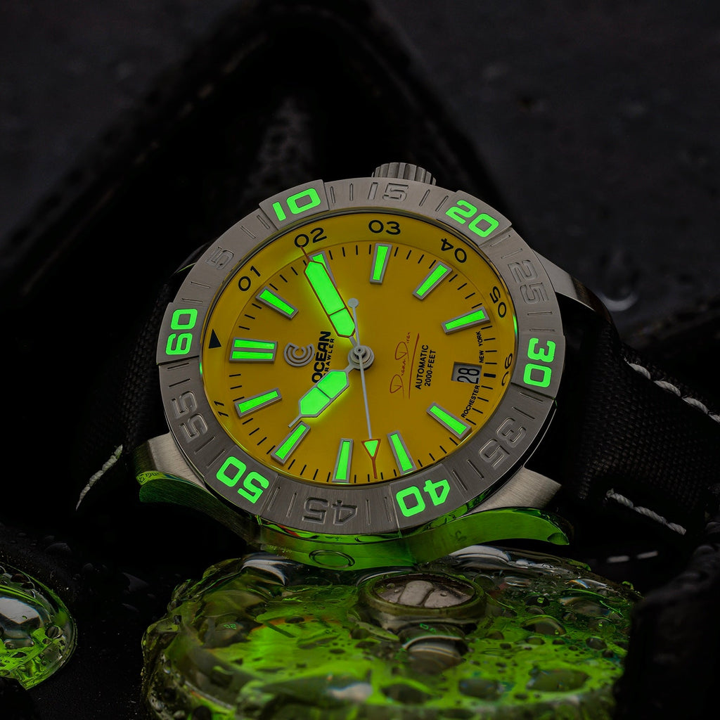 Dream Diver 2025 - Solar Shock Yellow – Ocean Crawler Watch Co.