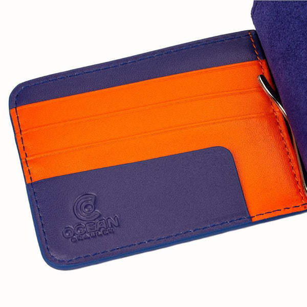 Ocean Crawler Blue Leather Slim Wallet and Money Clip – Ocean Crawler ...