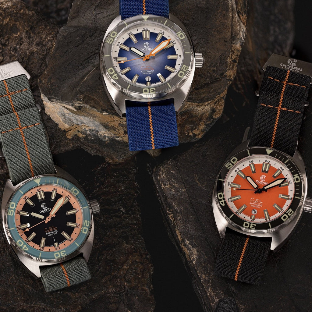 Ocean Crawler Core Diver V3 - Aqua/Salmon – Ocean Crawler Watch Co.