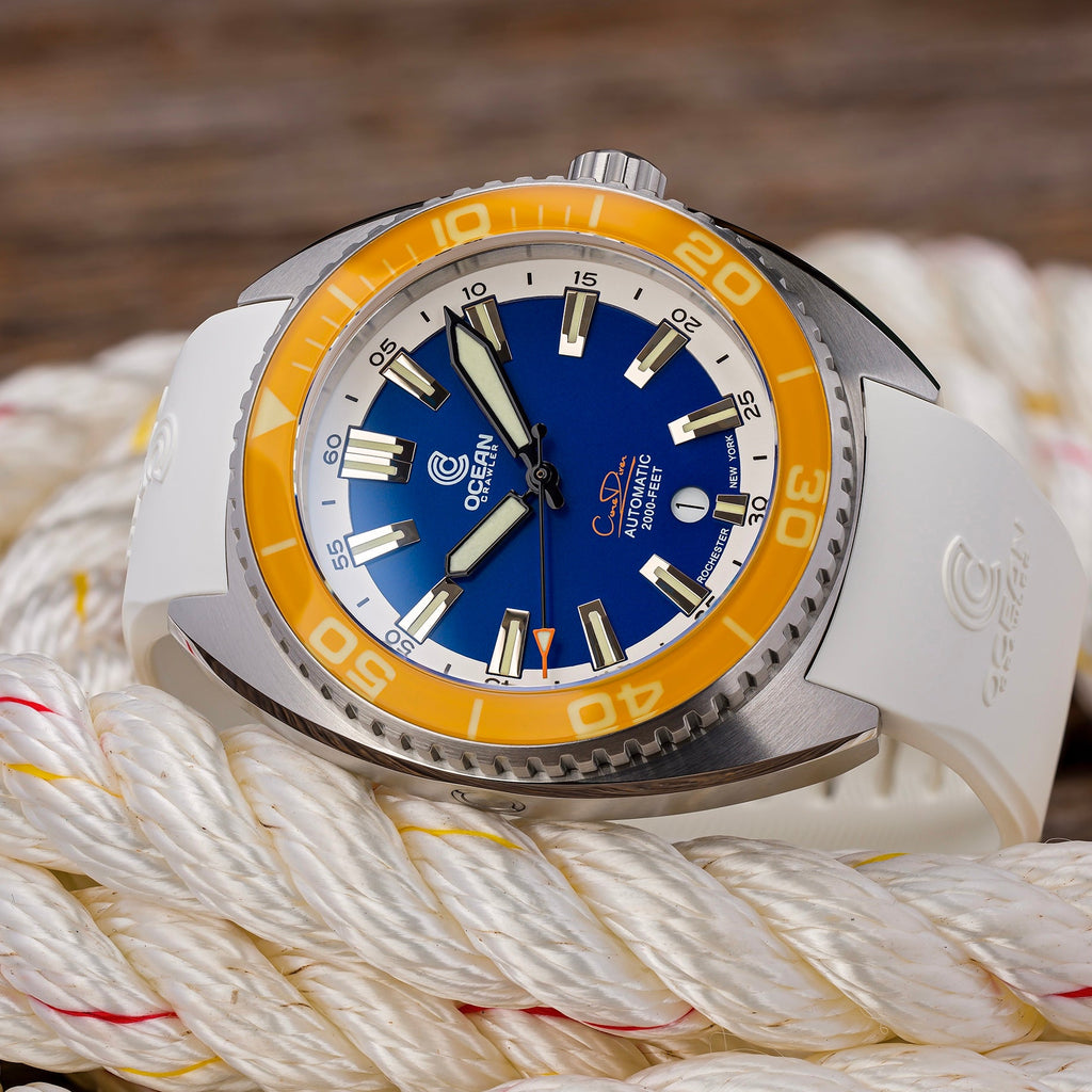 Ocean Crawler Core Diver V3 - Gold/Blue – Ocean Crawler Watch Co.