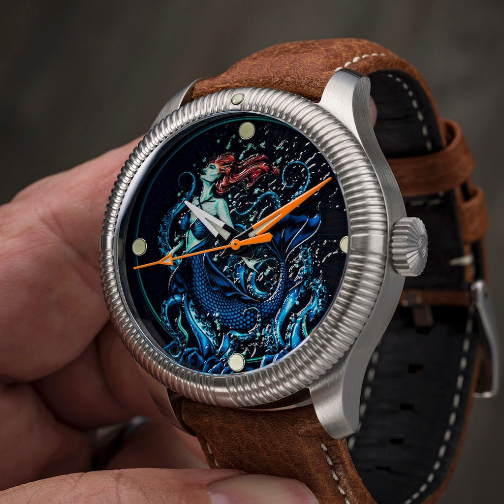Ocean Crawler Mermaid - Ceramic-Enamel Dial - LE – Ocean Crawler Watch Co.